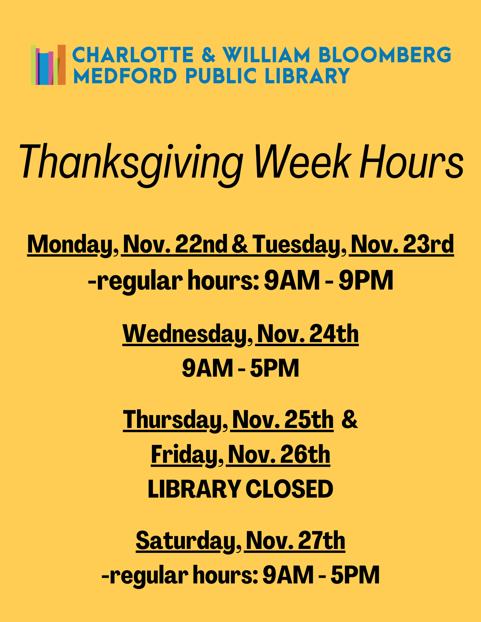 Thanksgiving Week Hours